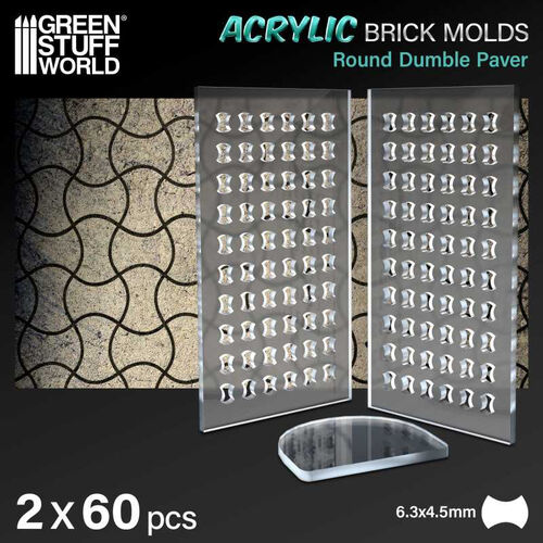 Green Stuff World 12563 Acrylic Brick Molds - Round Dumble Paver