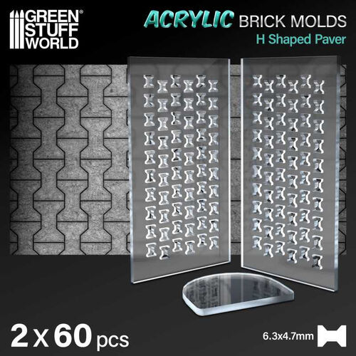 Green Stuff World 12564 Acrylic Brick Molds - H Shaped Paver