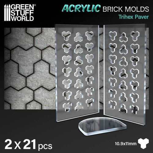Green Stuff World 12565 Acrylic Brick Molds - Trihex Paver