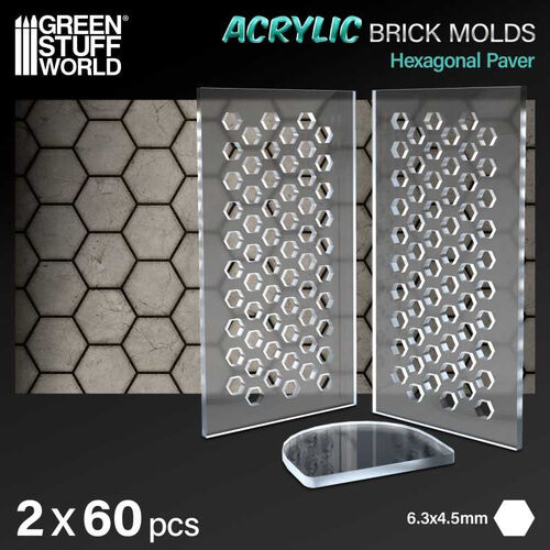 Green Stuff World 12567 Acrylic Molds - Hexagonal Paver
