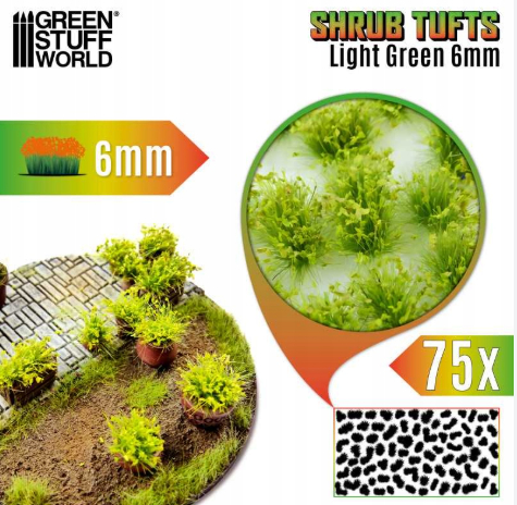 Green Stuff World 13008 Tufts Matorral - Light Green Shrub Tufts 6 mm / 75 pcs