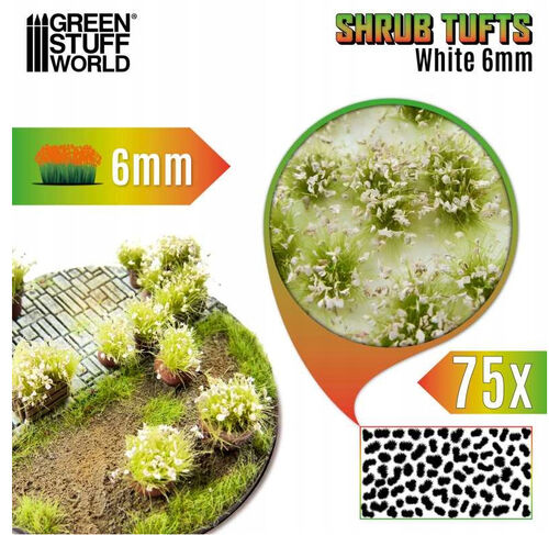 Green Stuff World 13010 Tufts Matorral - White Green Shrub Tufts 6 mm / 75 pcs
