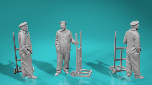 EMP3D 99204700-72 Pracownik Kolei / Bagażowy z Wózkiem - Zestaw