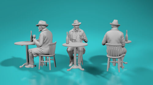 EMP3D 99204716-72 Klient Kawiarni - Mężczyzna z Kieliszkiem Wina