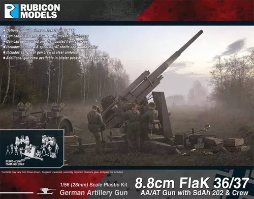 Rubicon Models 280069 8.8 cm Flak 36/37 AA/AT Gun With SdAh 202 And Crew