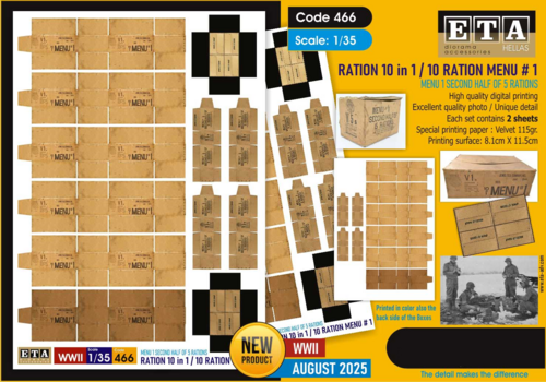 ETA DIORAMA ACCESSORIES 466 US Ration 10 in 1 - Ration Menu 1 (10 pcs)