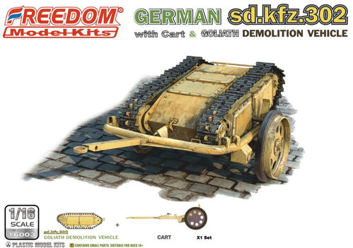 Freedom Model Kits 16003 German WWII Sd.Kfz.302 Goliath Demolition Vehicle with Cart