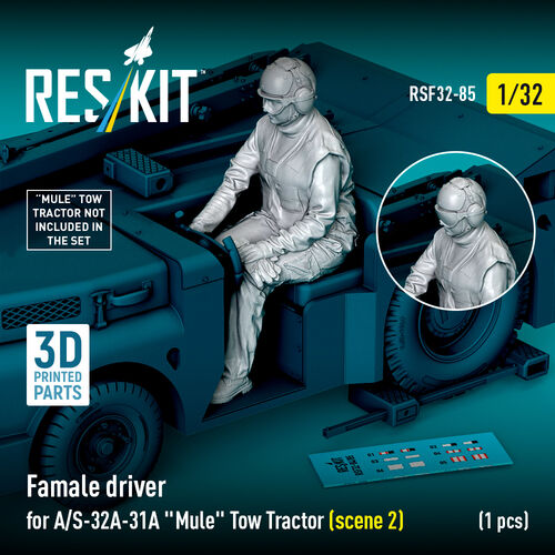 RES/KIT F32-0085 Female Driver for A/S-32A-31A "Mule" Tow Tractor Scene 2 (1 Figure / 3D Printed)