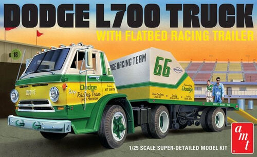 AMT/ERTL 1368 Dodge L700 Truck & Flatbed Racing Trailer