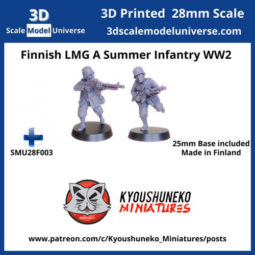 3d Scale Model Universe 28F003 Finnish WW2 LMG A Summer Infantry (2 Figures / 25 mm Bases)