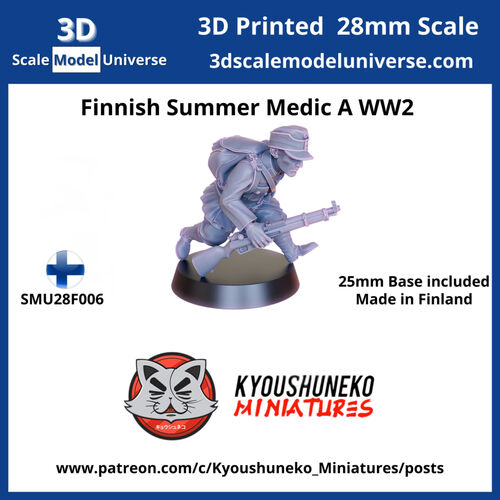 3d Scale Model Universe 28F006 Finnish WW2 Summer Medic A (1 Figure / 25 mm Base)
