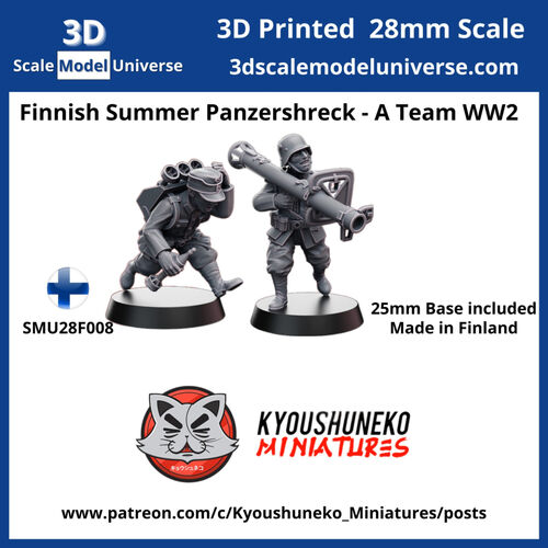 3d Scale Model Universe 28F008 Finnish WW2 Summer Panzershreck - A Team (2 Figures / 25 mm Base)