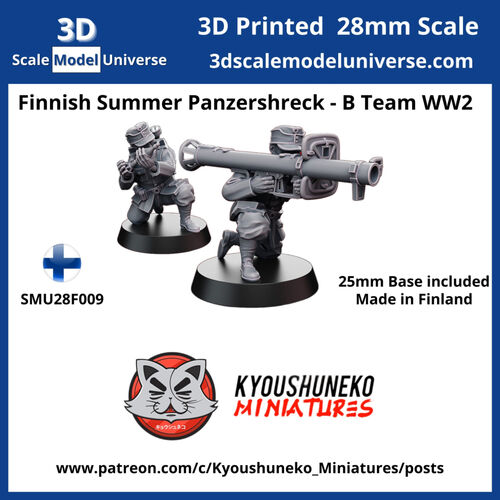3d Scale Model Universe 28F009 Finnish WW2 Summer Panzershreck - B Team (2 Figures / 25 mm Base)