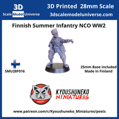 3d Scale Model Universe 28F016 Finnish WW2 Summer Infantry NCO (1 Figure / 25 mm Base)