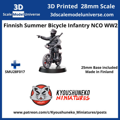 3d Scale Model Universe 28F017 Finnish WW2 Summer Bicycle Infantry NCO (1 Figure / 25 mm Base)