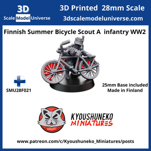 3d Scale Model Universe 28F021 Finnish WW2 Summer Bicycle Scout A Infantry (1 Figure / 25 mm Base)