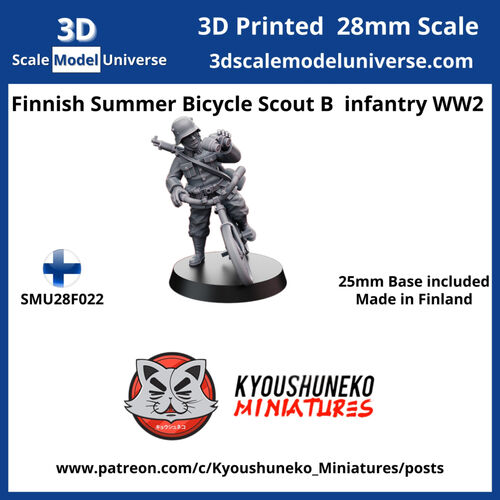 3d Scale Model Universe 28F022 Finnish WW2 Summer Bicycle Scout B Infantry (1 Figure / 25 mm Base)