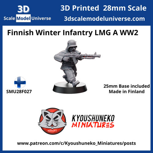 3d Scale Model Universe 28F027 Finnish WW2 Winter Infantry LMG A (1 Figure / 25 mm Base)