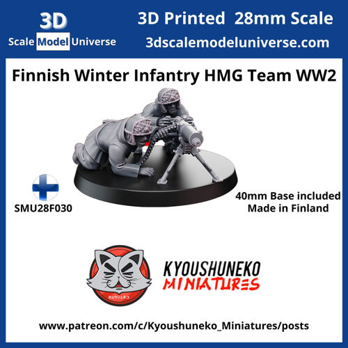 3d Scale Model Universe 28F030 Finnish WW2 Winter Infantry HMG Team (2 Figures / 40 mm Bases)