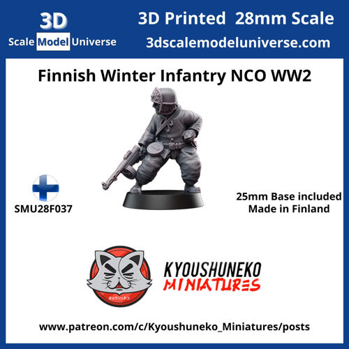 3d Scale Model Universe 28F037 Finnish WW2 Winter Infantry NCO (1 Figure / 25 mm Base)