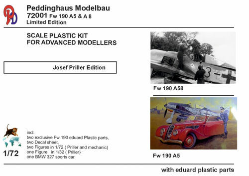 Peddinghaus-Decals 72001 Foce Wulf Fw-190 Priller - 2 x Versionen A-5 & A-8 including Figures and BMW 327