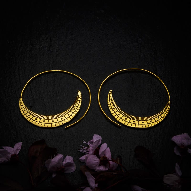 NEW MOON SPIRALS Brass Earrings