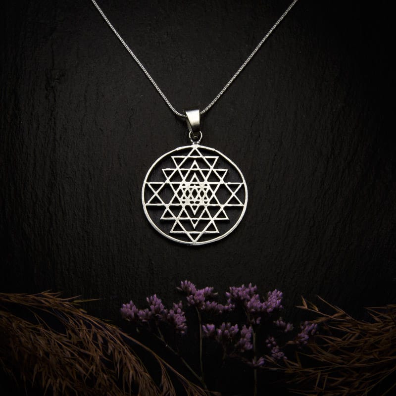 SRI YANTRA Silver Plated Pendant Necklace