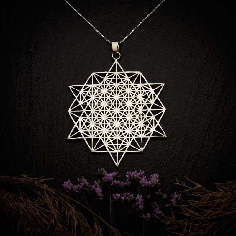 TETRAHEDRON Silver Plated Pendant Necklace