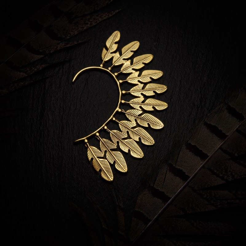 FEATHER Brass Earcuff