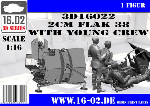 Custom scale 3D16022 2cm Flak 38 With Young Crew