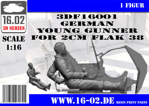 Custom scale 3DF16001 German Young Gunner For 2cm Flak 38