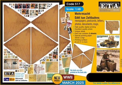 ETA DIORAMA ACCESSORIES 517 WWII - Wehrmacht DAK tan Zeltbahns