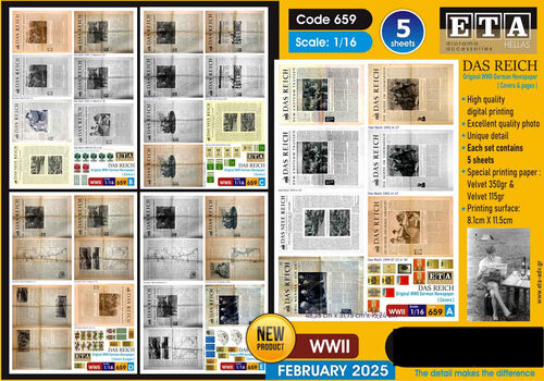 ETA DIORAMA ACCESSORIES 659 WWII - Original German newspapers Das Reich