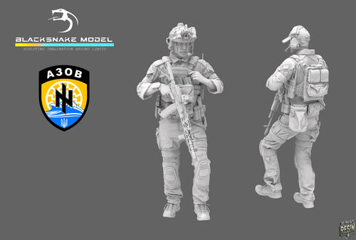BlackSnake Model UKR1-16-03 Ukrainian Soldier of Azov Regiment - Soldier 3 (1 figure)