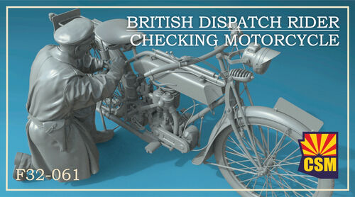 Copper State Models F32-061 British Dispatch Rider Checking Motorcycle