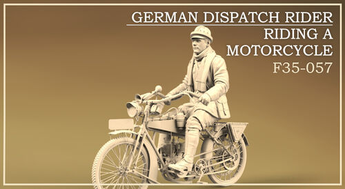 Copper State Models F35-057 German Dispatch Rider Riding A Motorcycle