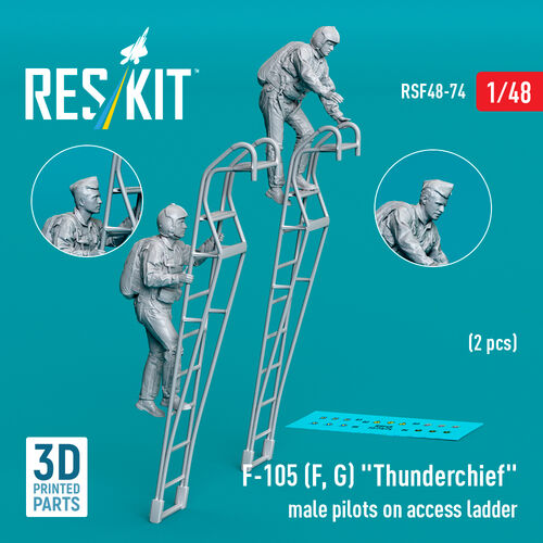 RES/KIT F48-0074 F-105 (F, G) 'Thunderchief' Male Pilots On Access Ladder (2pcs) (3D Printed)
