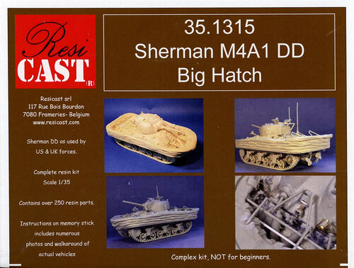 Resicast 351315 Sherman M4A1 DD Big Hatch with Lowered Screen - Full Resin Kit