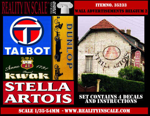 Reality in Scale 35233 Wall Advertisement Decals (1930's - 1950's) - Belgium Set 2 (4 pcs)