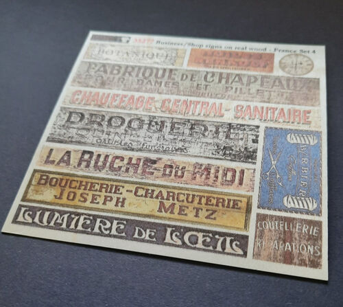 Reality in Scale 35277 Shop and Business Signs on Real Wood - France Set 4 (Sheet 9,5 x 10 cm)