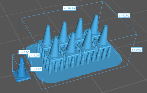 EMP3D 99161032 Stożki / pachołki drogowe niskie 50 cm (8 sztuk - 5 mm)