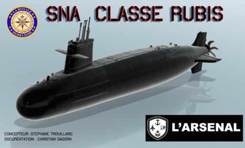 L'Arsenal 2.0 40023LISSE SNA class Rubis Submarine - Smooth (overheads in retracted configuration with their covers)