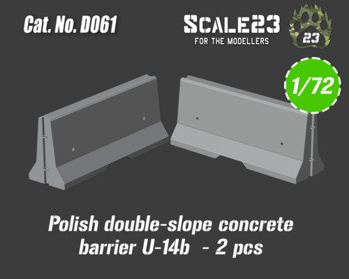 Scale23 72-D061 Polish concrete barrier (double-slope) - 2 pcs