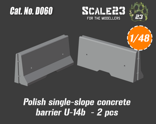 Scale23 48-D060 Polish concrete barrier (single-slope) - 2 pcs