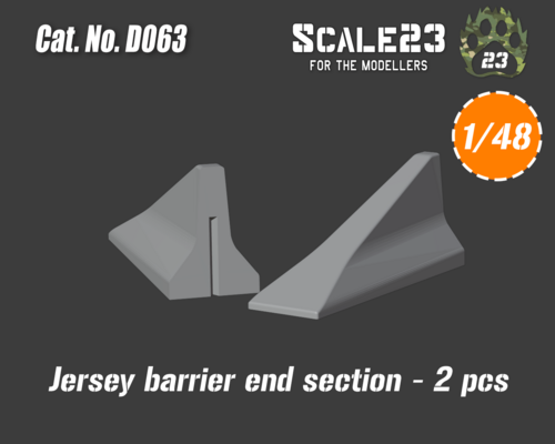 Scale23 48-D063 Jersey barrier ending section - 2 pcs