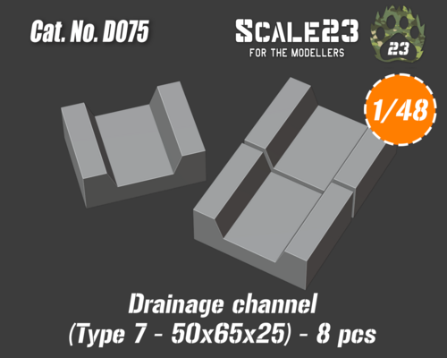 Scale23 48-D075 Drainage channel (Type 7 - 50x65x25) - 8 pcs