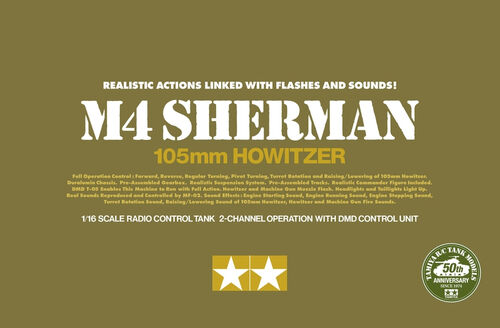 Tamiya 56014 M4 Sherman 105mm Howitzer DMD With Option Kit