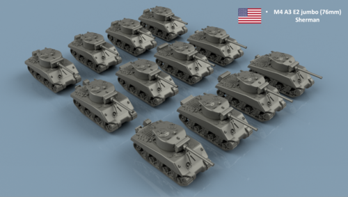 L'Arsenal 2.0 3D350384 M4A3E2 Sherman Jumbo 75mm - 3D printing (10 pcs)