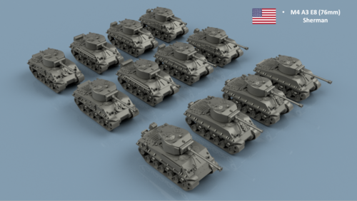 L'Arsenal 2.0 3D200385 Sherman M4A3E8 - 3D printing (5 pcs)
