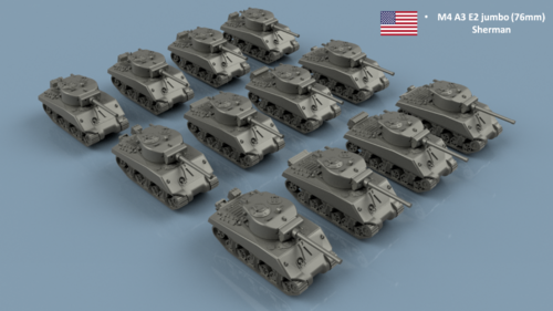 L'Arsenal 2.0 3D100410 US Sherman M4A3E2 Jumbo (76mm) x6 - 3D Printed